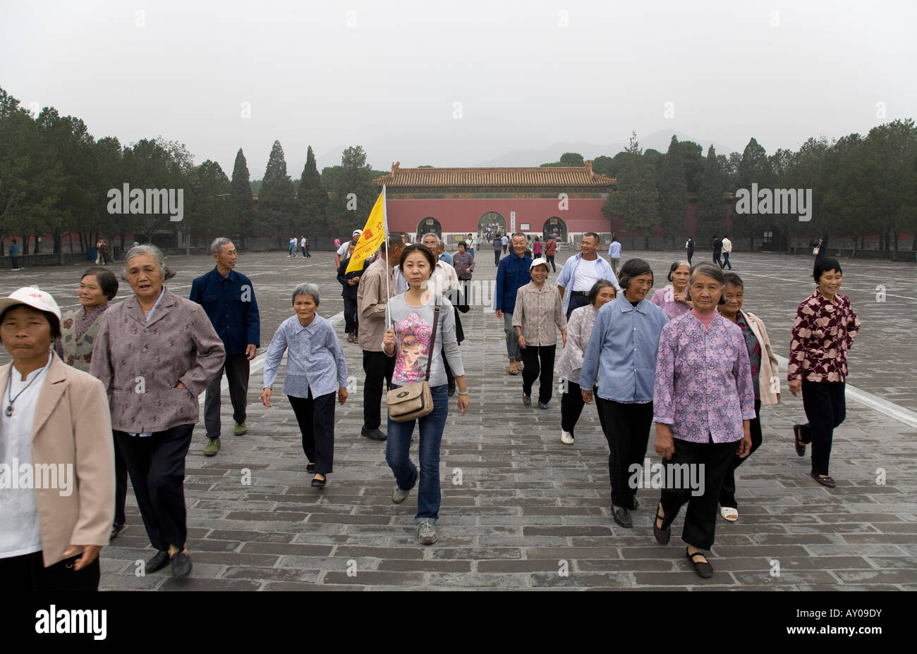 Chinese tourists visting the Ming Dynasty Tombs at Dingling Stock Photo ...