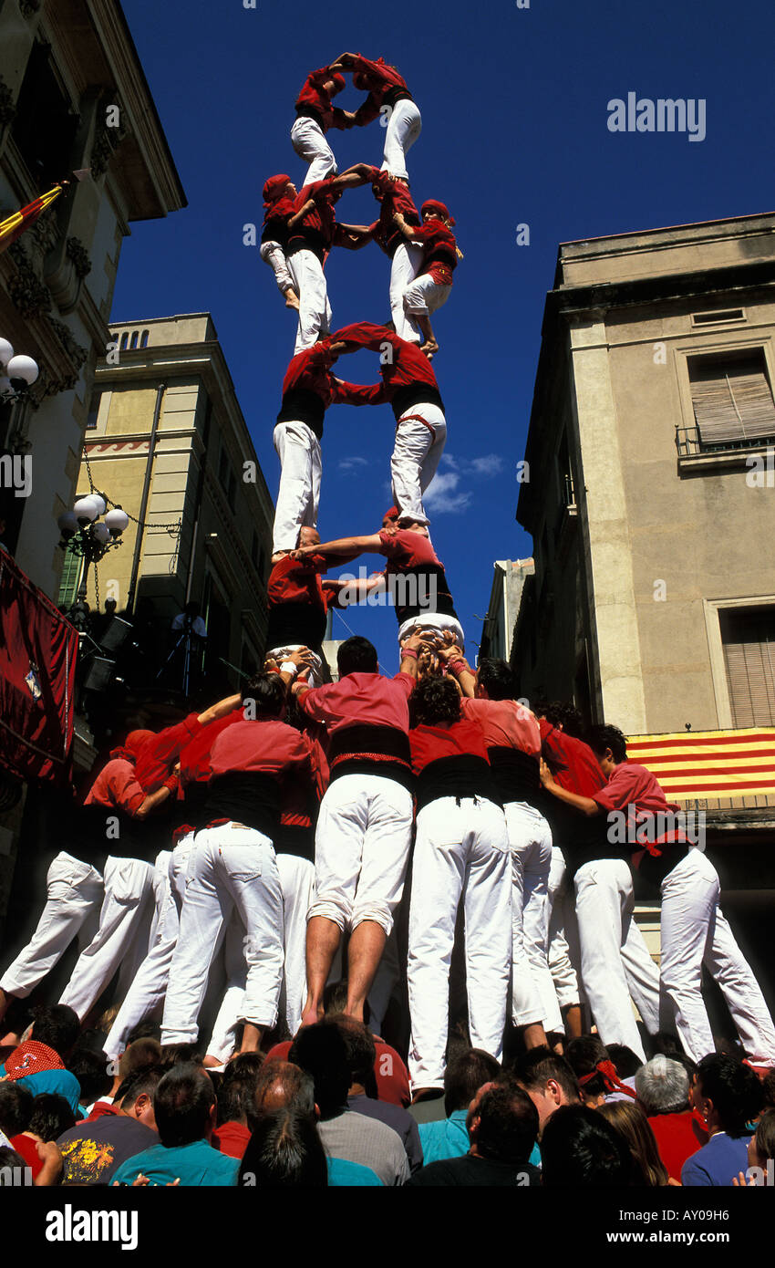 Vilafranca a finished human tower on the central square during the ...