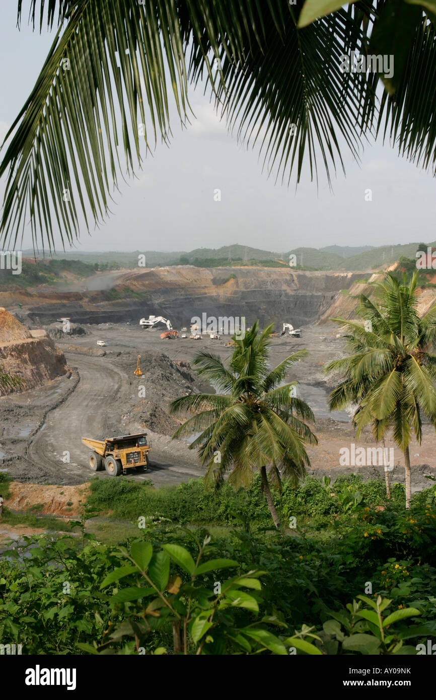 Goldmining in Africa. Overview of opencast surface gold mine pit ...