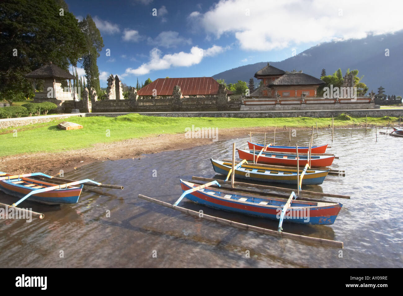 Colorful Rowing Boats At Danau Bratan Stock Photo - Alamy