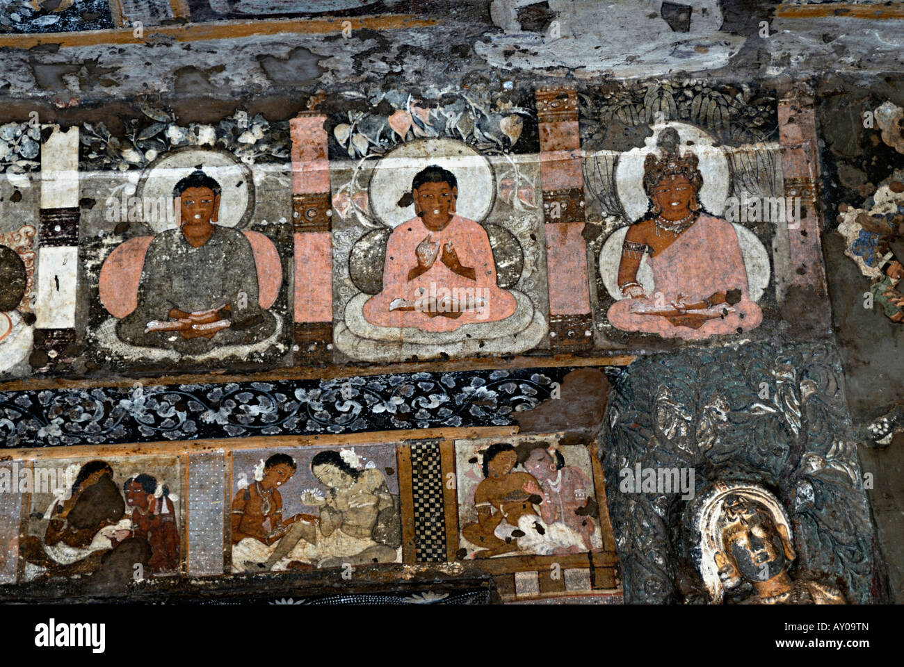 Ajanta caves painting mural hi-res stock photography and images - Alamy