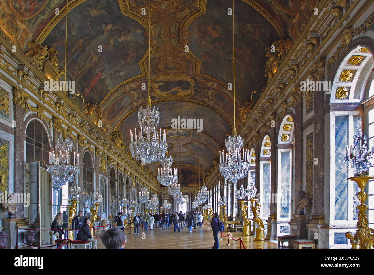 The Hall of Mirrors Palace of Versailles Paris France EU Stock Photo ...