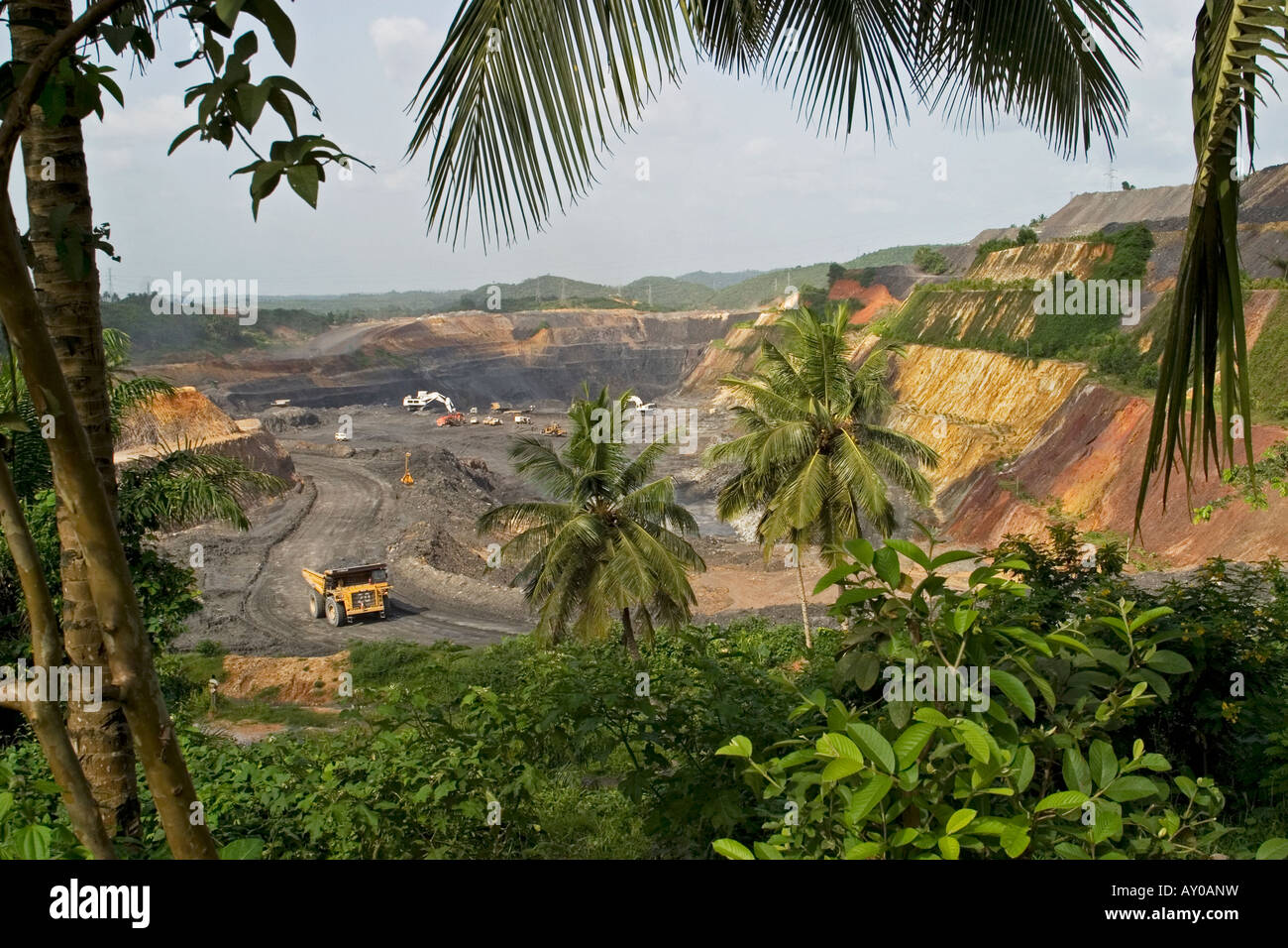 Goldmining in Africa. Overview of opencast surface gold mine pit ...