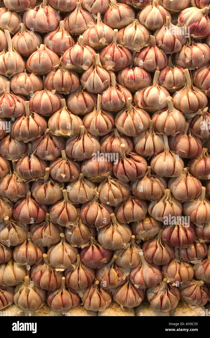 Garlic Display at La Boqueria Market Barcelona Stock Photo - Alamy