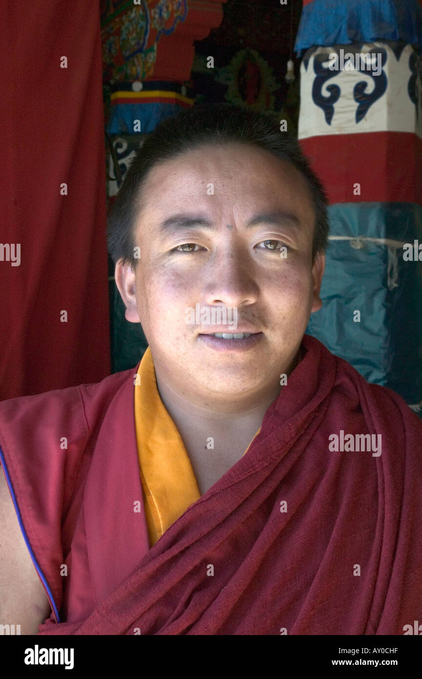 Tibetan monk at Ganden Monastery, Tibet Autonomous Region, China. Sept ...
