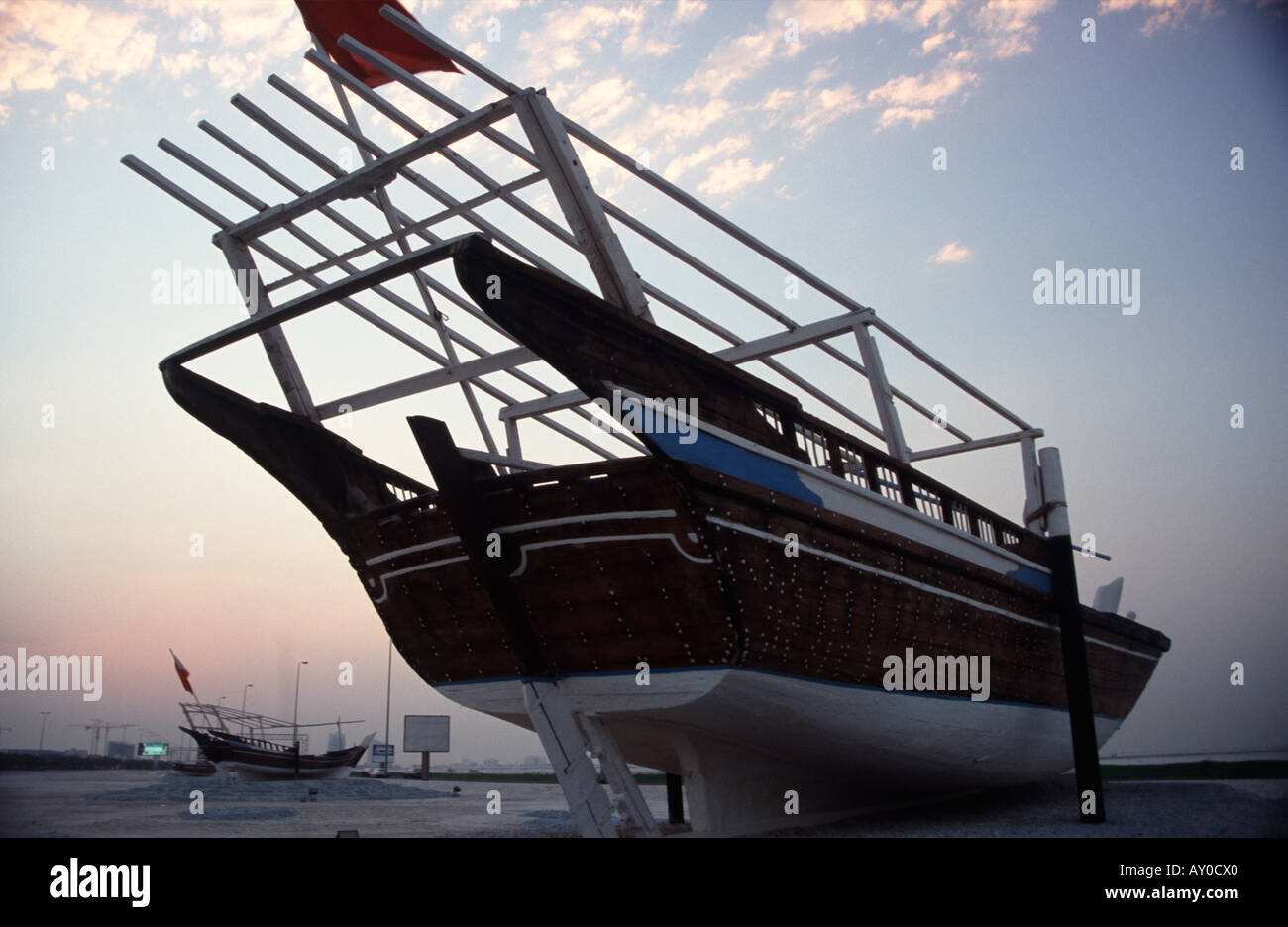 arab dhow as a statue standing on the corniche in manama bahrain Stock ...