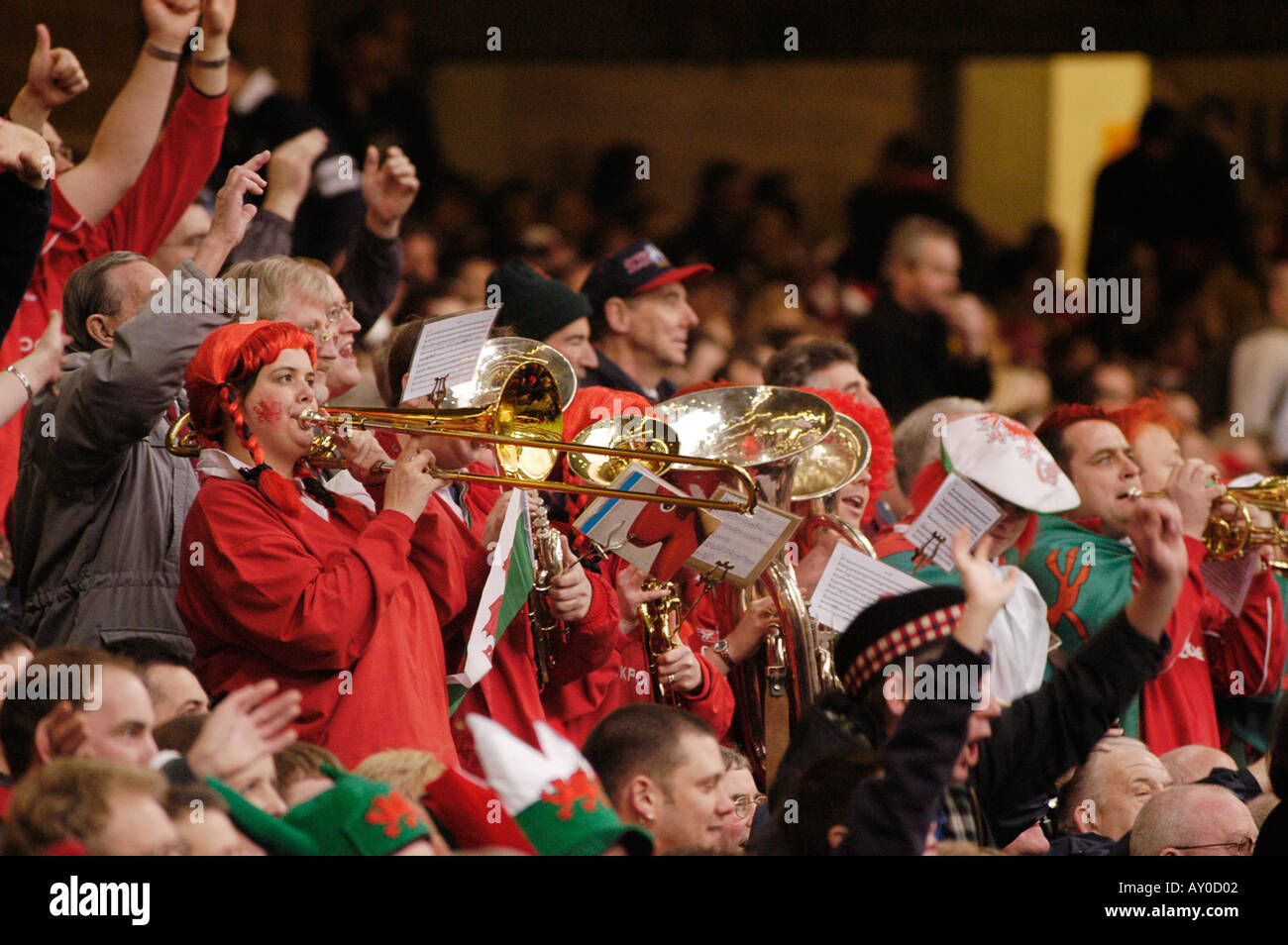 Welsh rugby supporters at the Millennium Stadium Cardiff Wales Stock ...