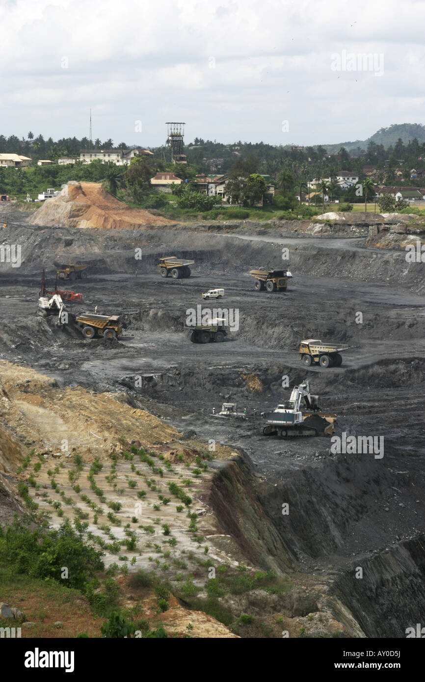 Goldmining in Africa. Overview of opencast surface gold mine pit ...