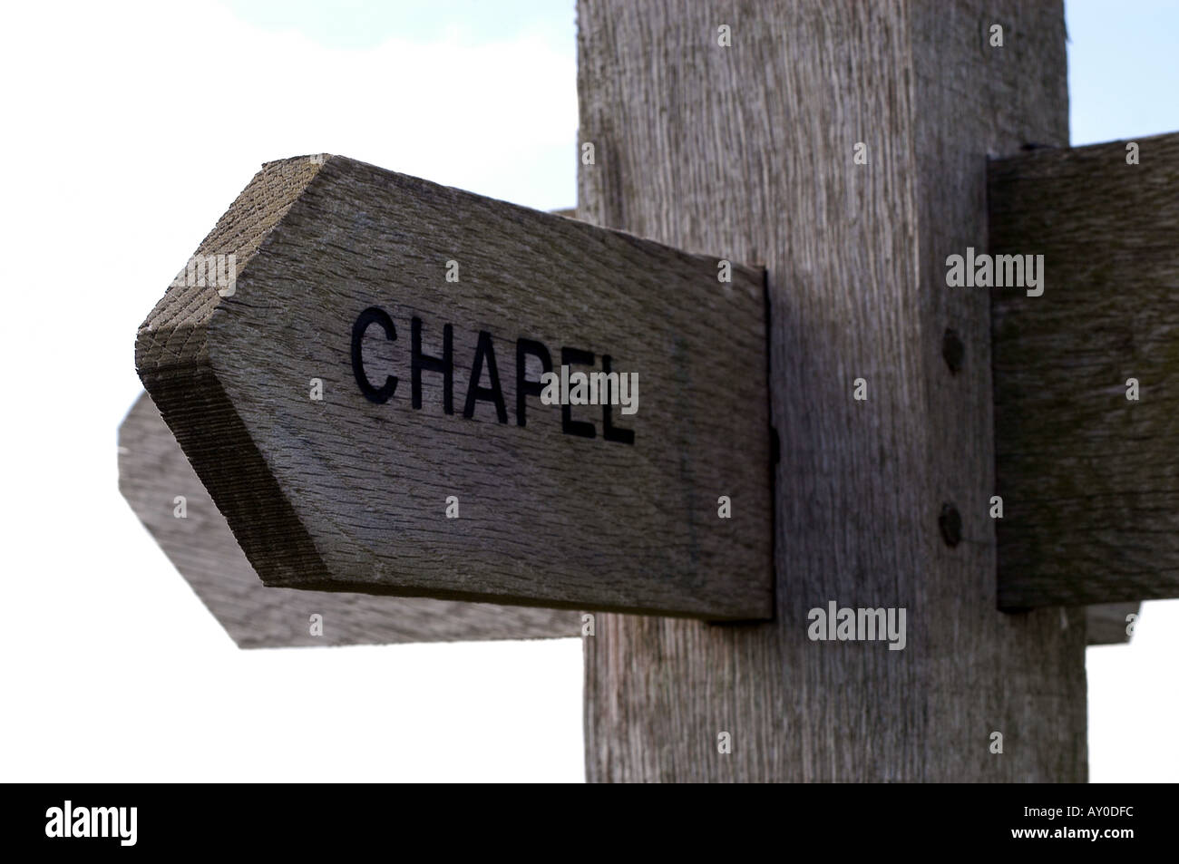 wooden sign to chapel Stock Photo - Alamy