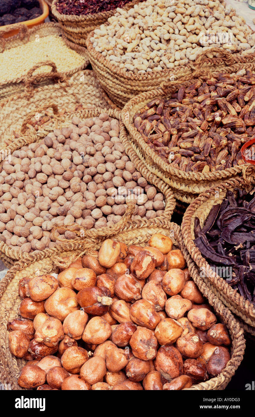 detail of spices and herbs baskets in jeddah souk saudi arabia middle ...