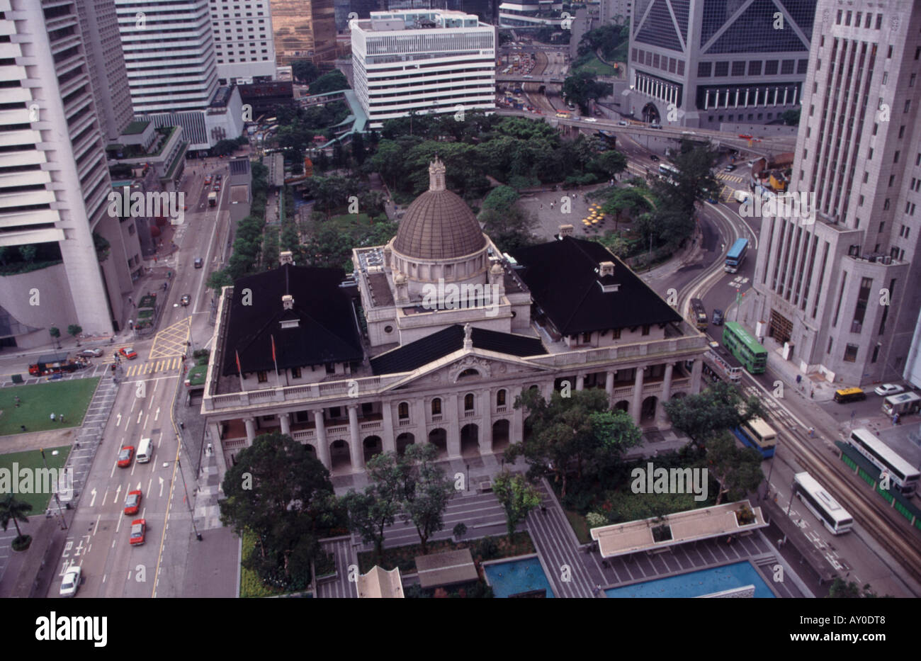financial district of central hong kong sar chaina from above showing ...