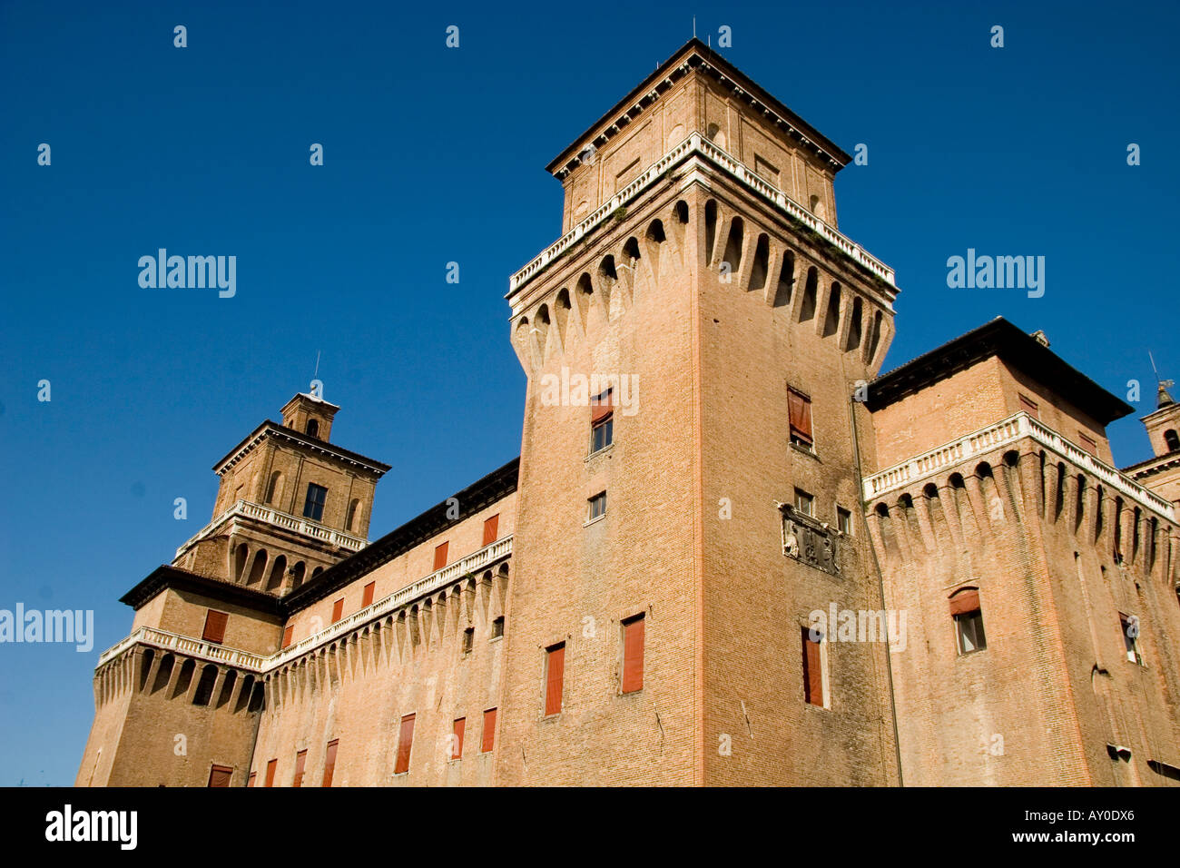 Estense Castle, windows, arches, small bridge, important, large ...