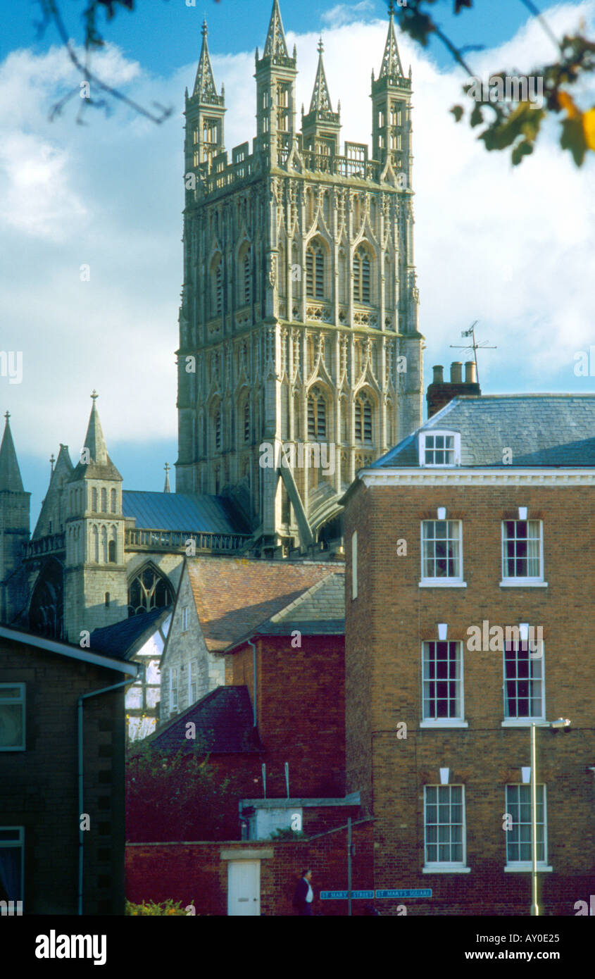 The tower of Gloucester Cathedral, Gloucestershire, England Stock Photo ...