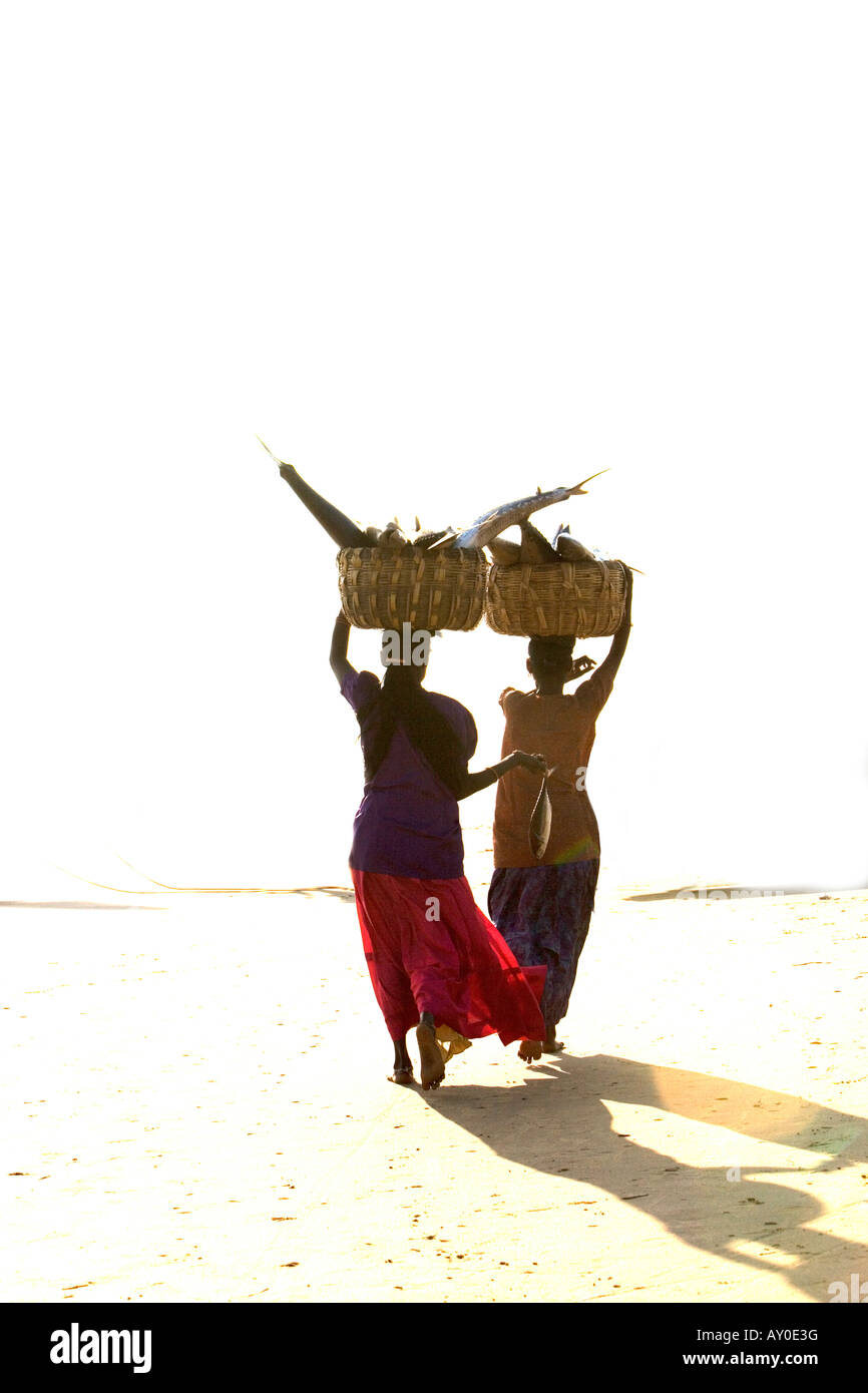 Indian women in a fishing village, near Bhubaneswar, Orissa, India ...