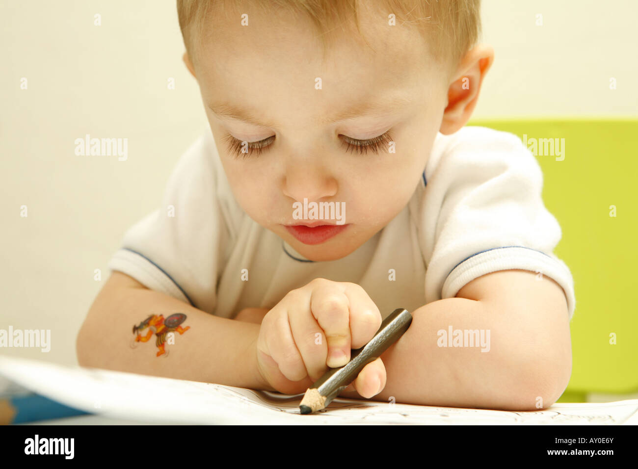 Talented boy draws Stock Photo - Alamy