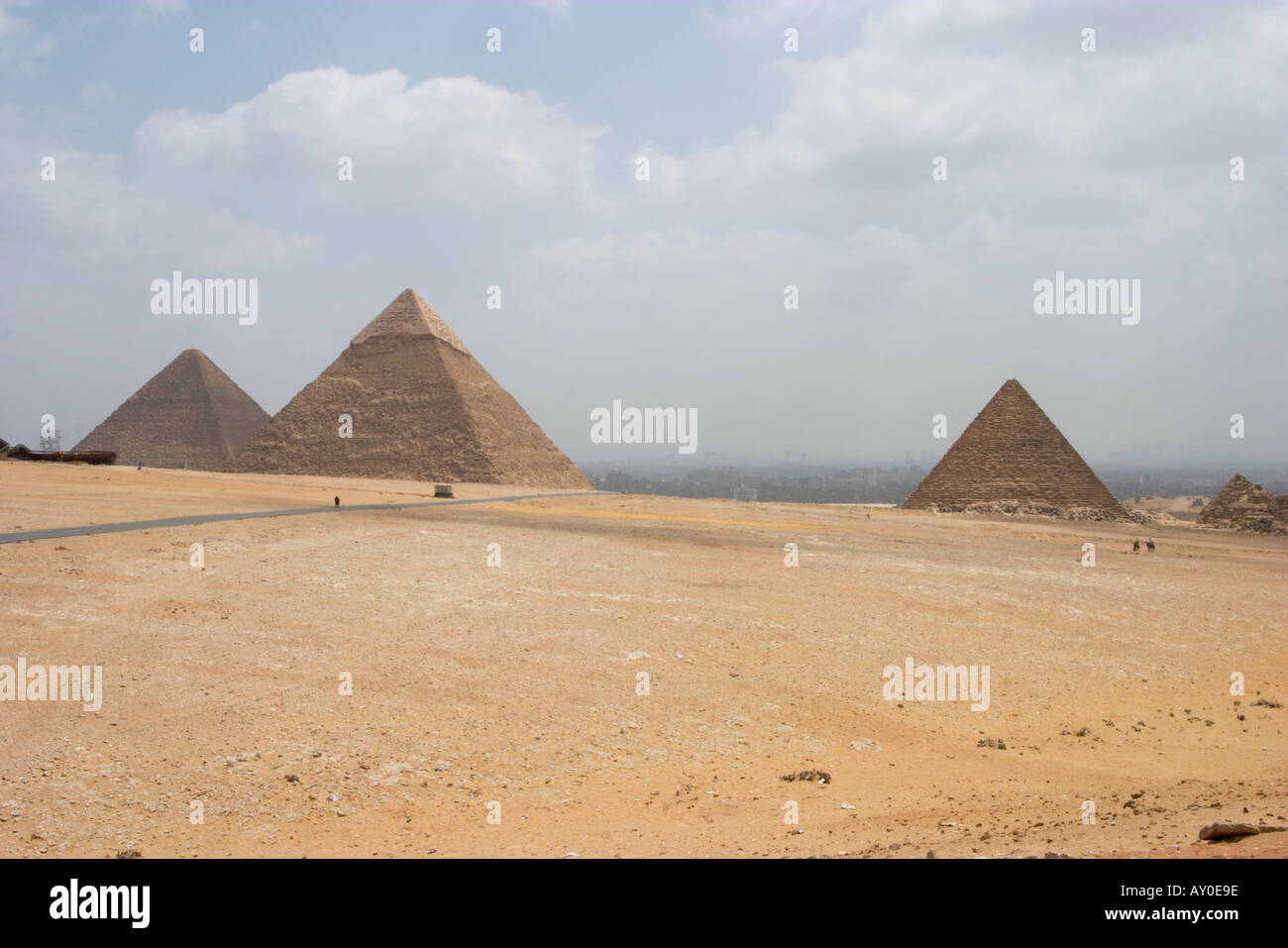 The three pyramids on the Giza Plateau Cairo Egypt Stock Photo - Alamy
