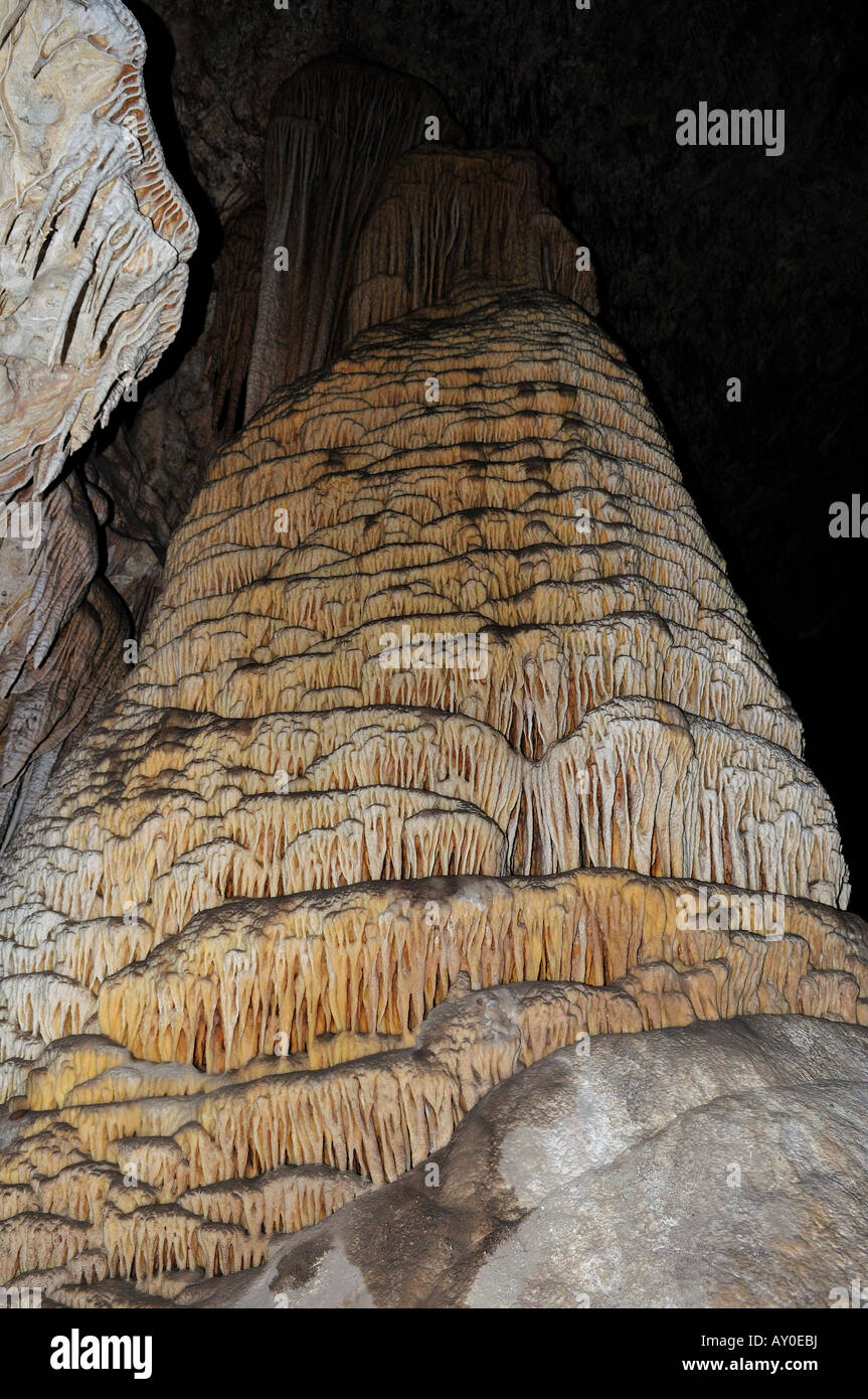 Stalagmite column in the Big Room of the Carlsbad Caverns National Park ...