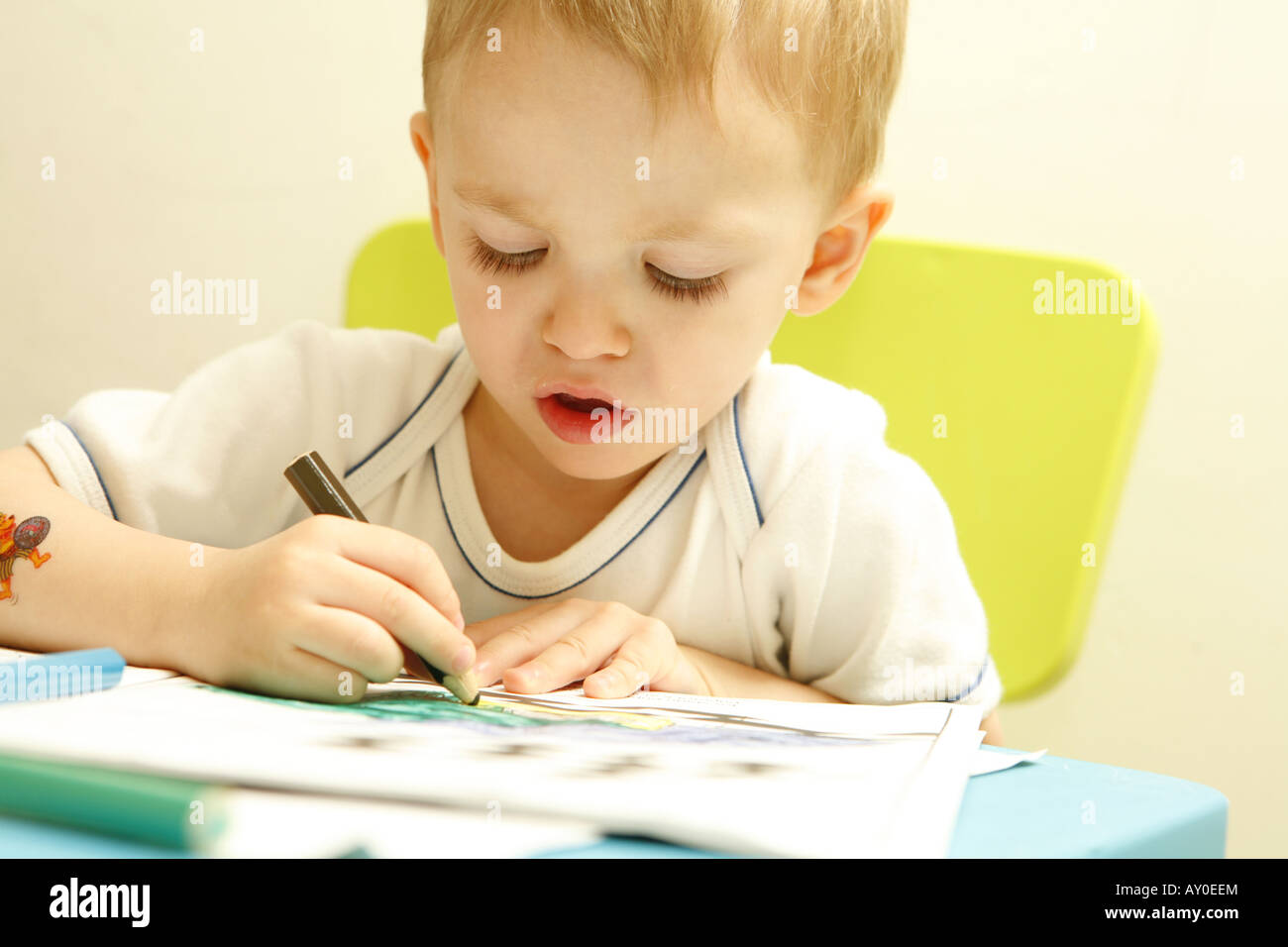 Talented boy draws Stock Photo - Alamy
