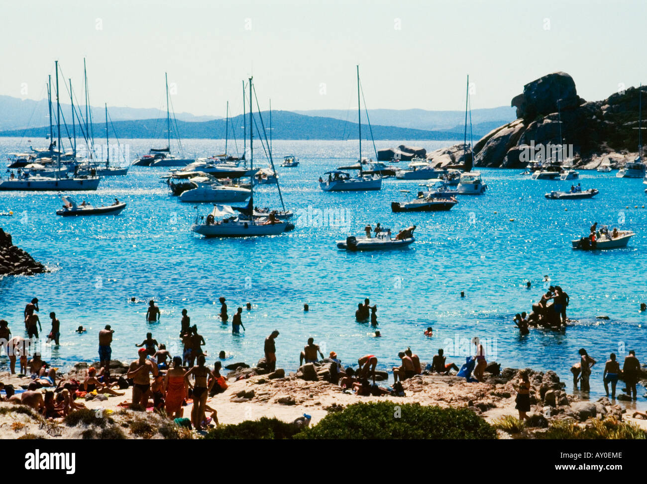 beach sardinia la Maddalena boat Stock Photo - Alamy
