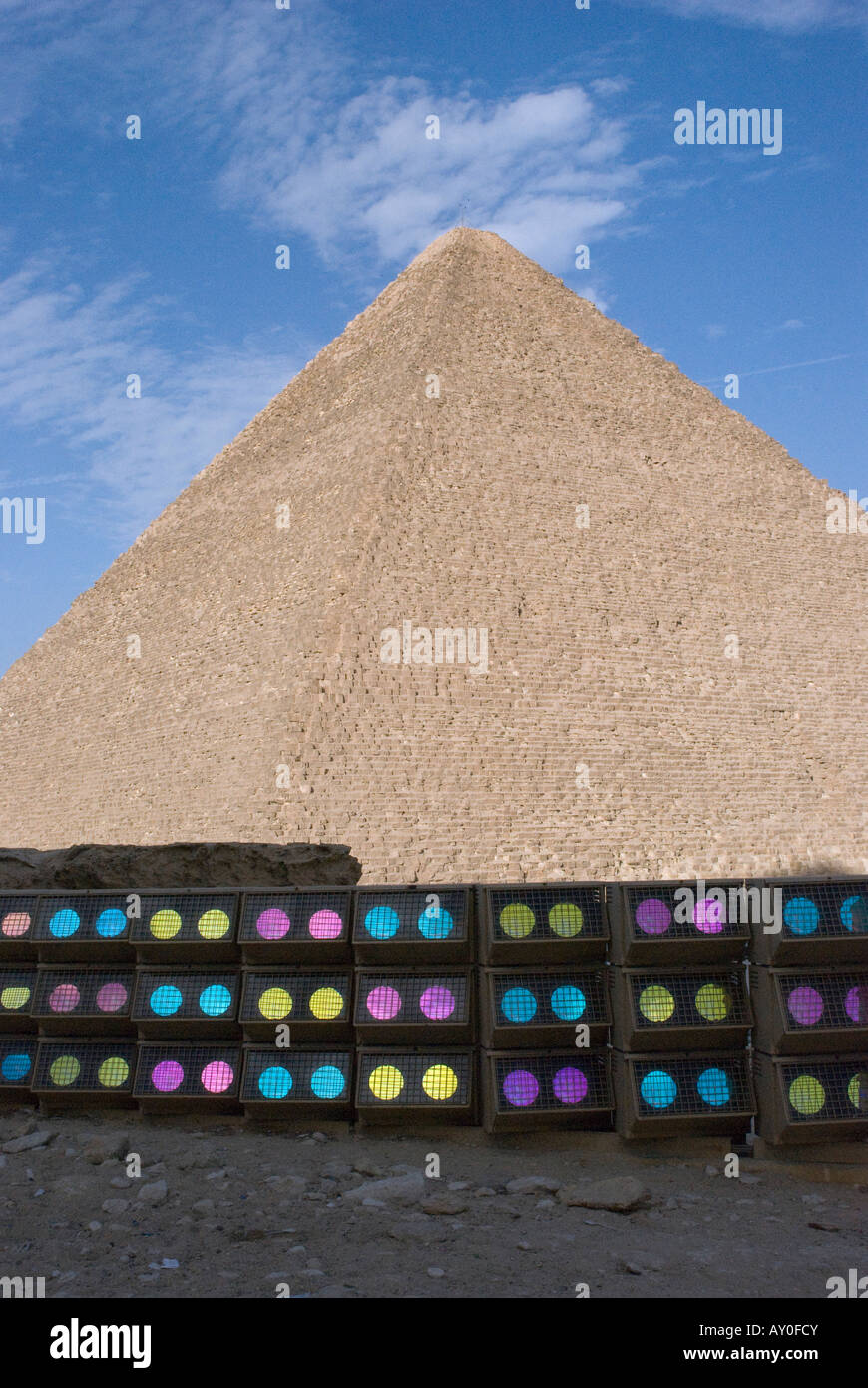 pyramids with lights Stock Photo - Alamy