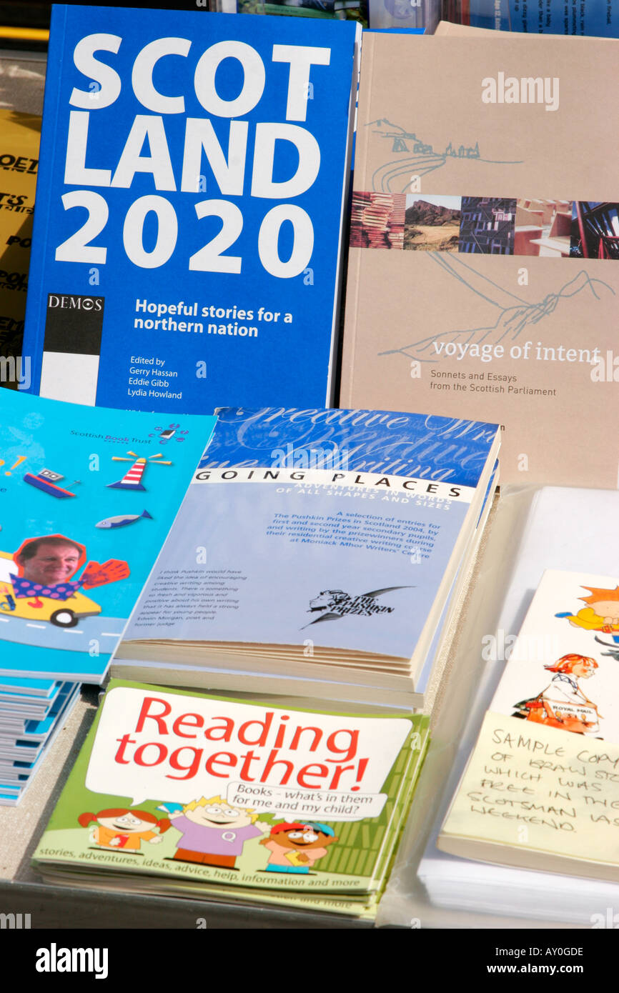 Books on Scottish Book Trust bookstand Stock Photo - Alamy