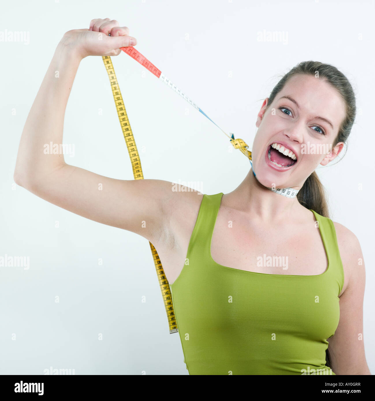 studio portrait on isolated background of a young beautiful caucasian ...
