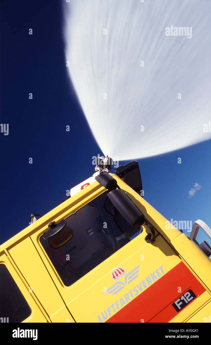 Gothenburg Airport Sweden Fire truck spraying water Stock Photo - Alamy