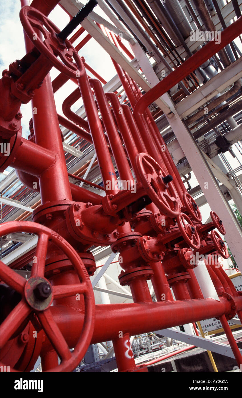 Detail of pipes at China Petroleum Oil and gas installation in ...