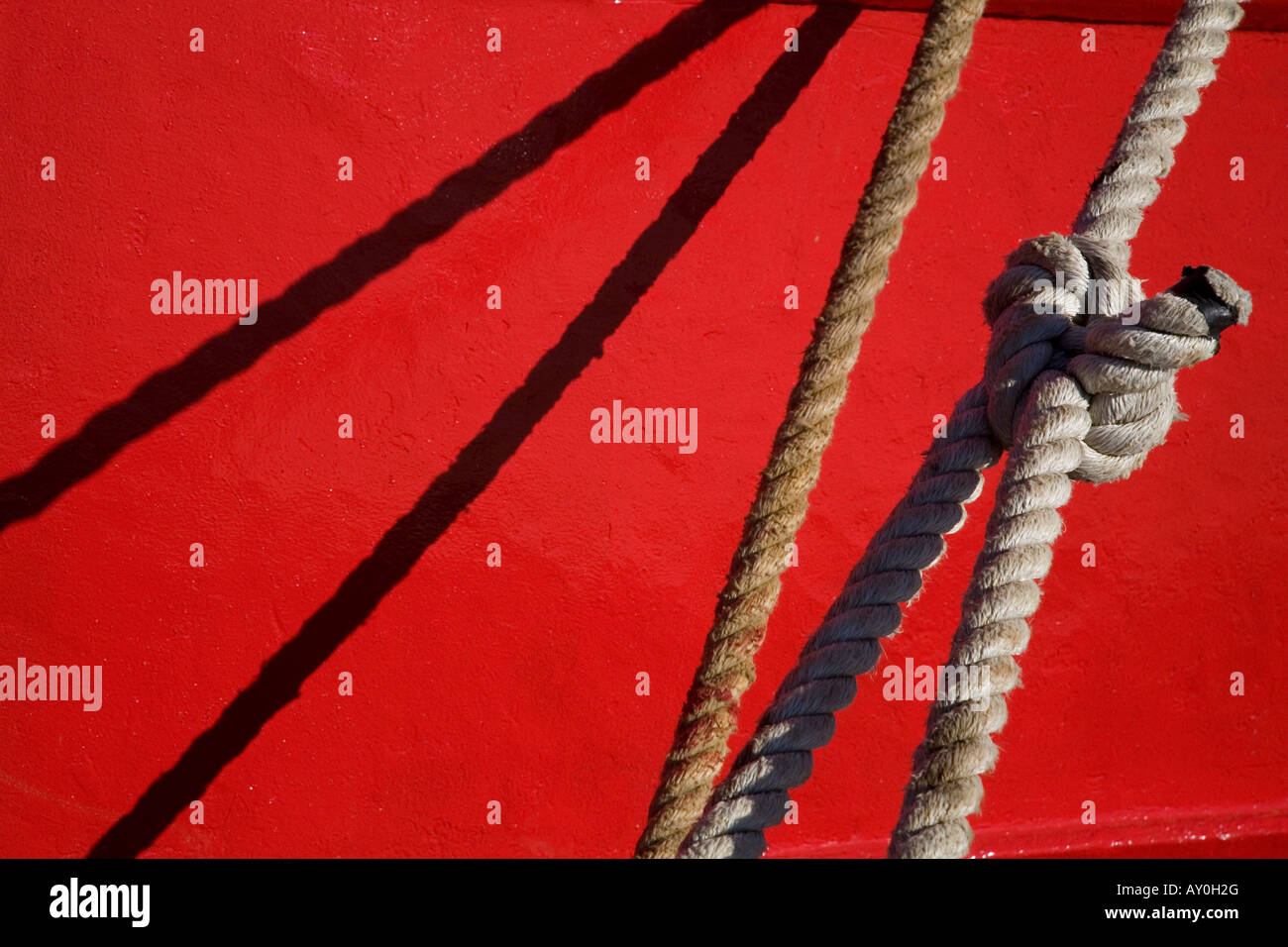 Photo of rope and shadow in front of red back ground Stock Photo - Alamy