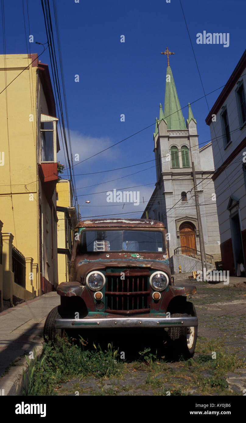 An old abandoned car in Valparaiso in Chile Stock Photo - Alamy