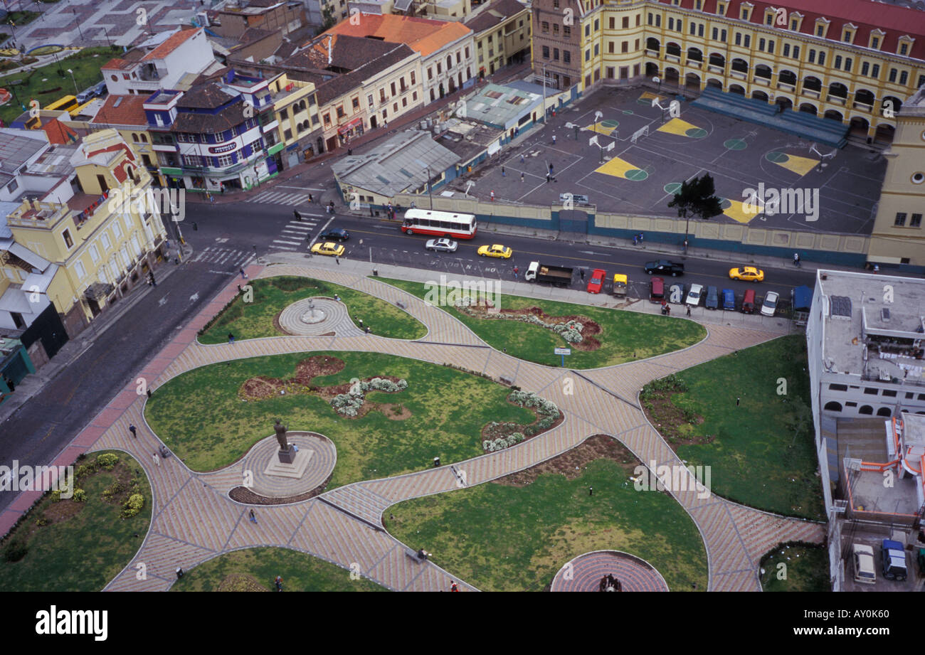 View of the terraced lawn in front of the Basilica and a school ...