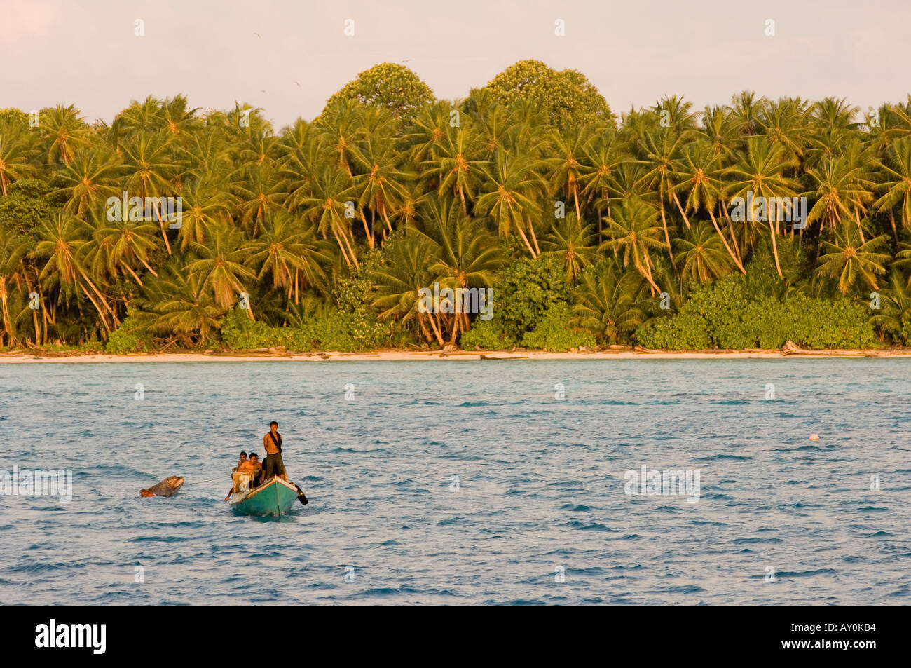 A small boat used for fishing at Mapia Atoll, West Papua, Indonesia ...
