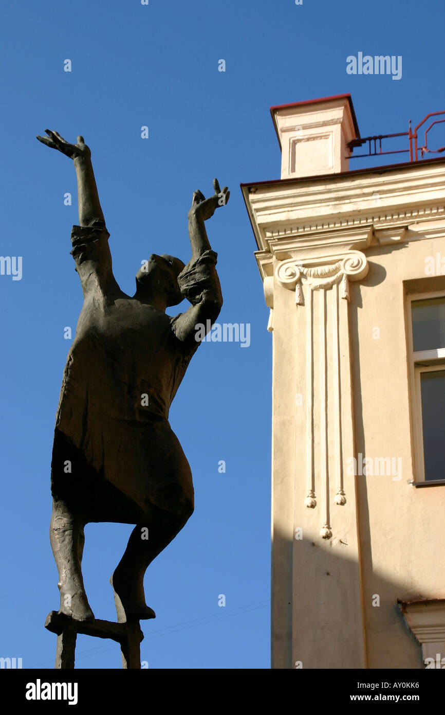 Modern sculpture in the Old Town area of Vilnius capital of Lithuania ...