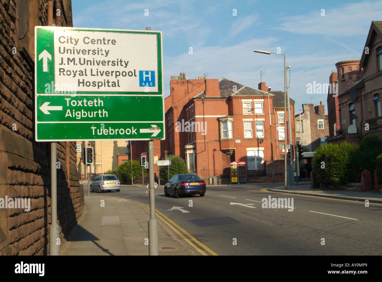 Road sign on Edge Lane in the Edge Hill district of Liverpool ...