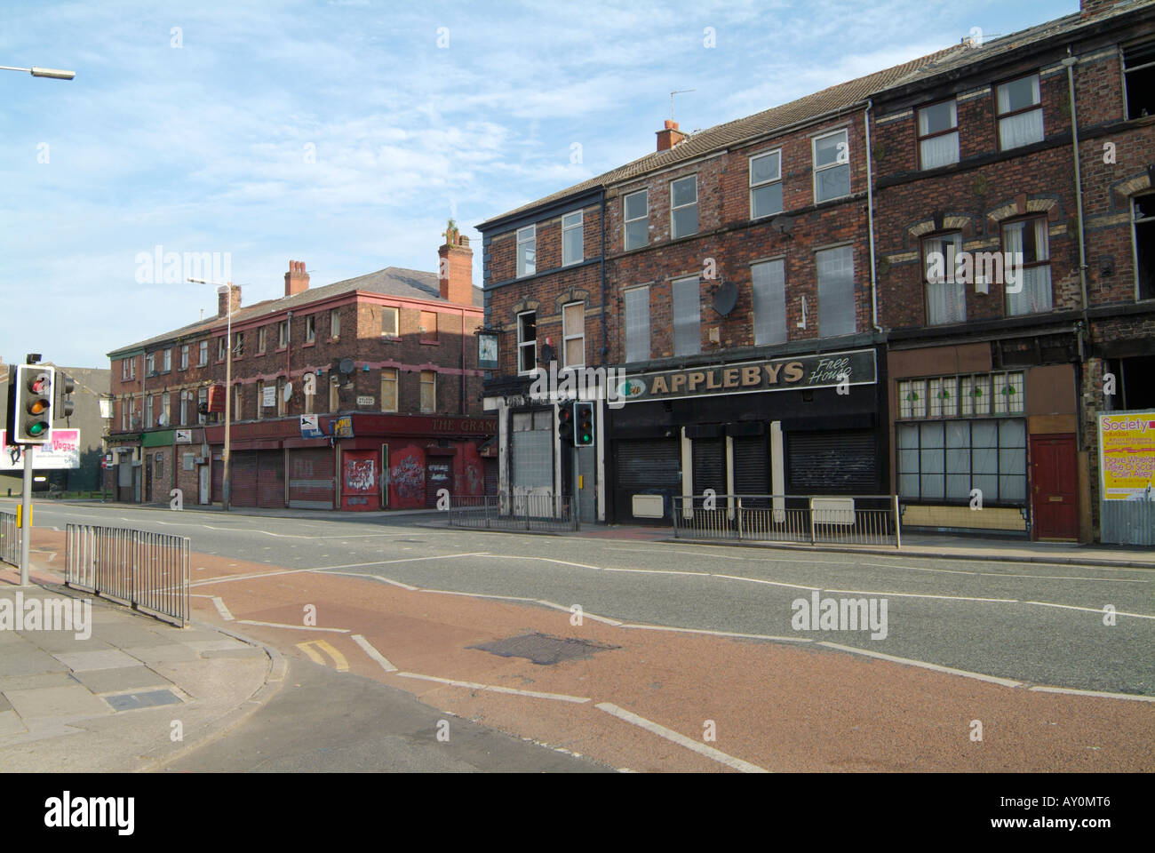 Derelict and rundown business buildings in the deprived area of ...