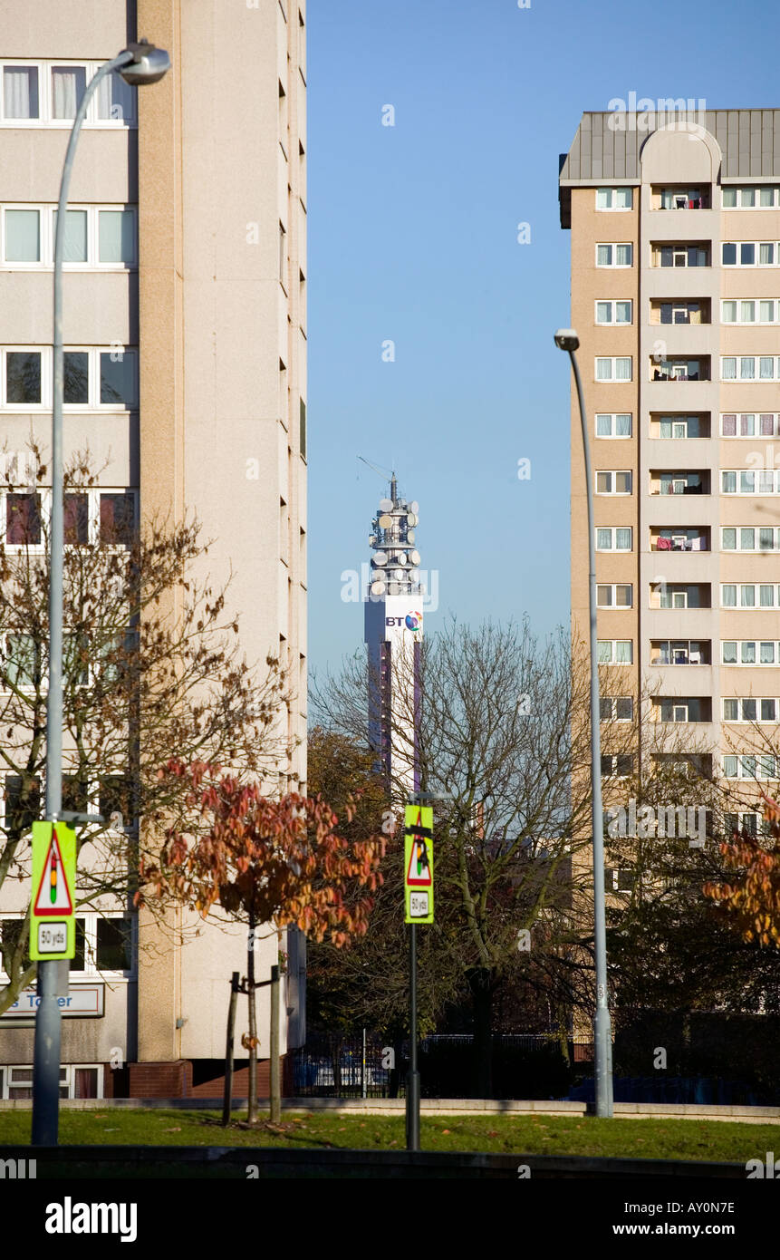 A viw of the Telecom tower in Birmingham city centre, England ...