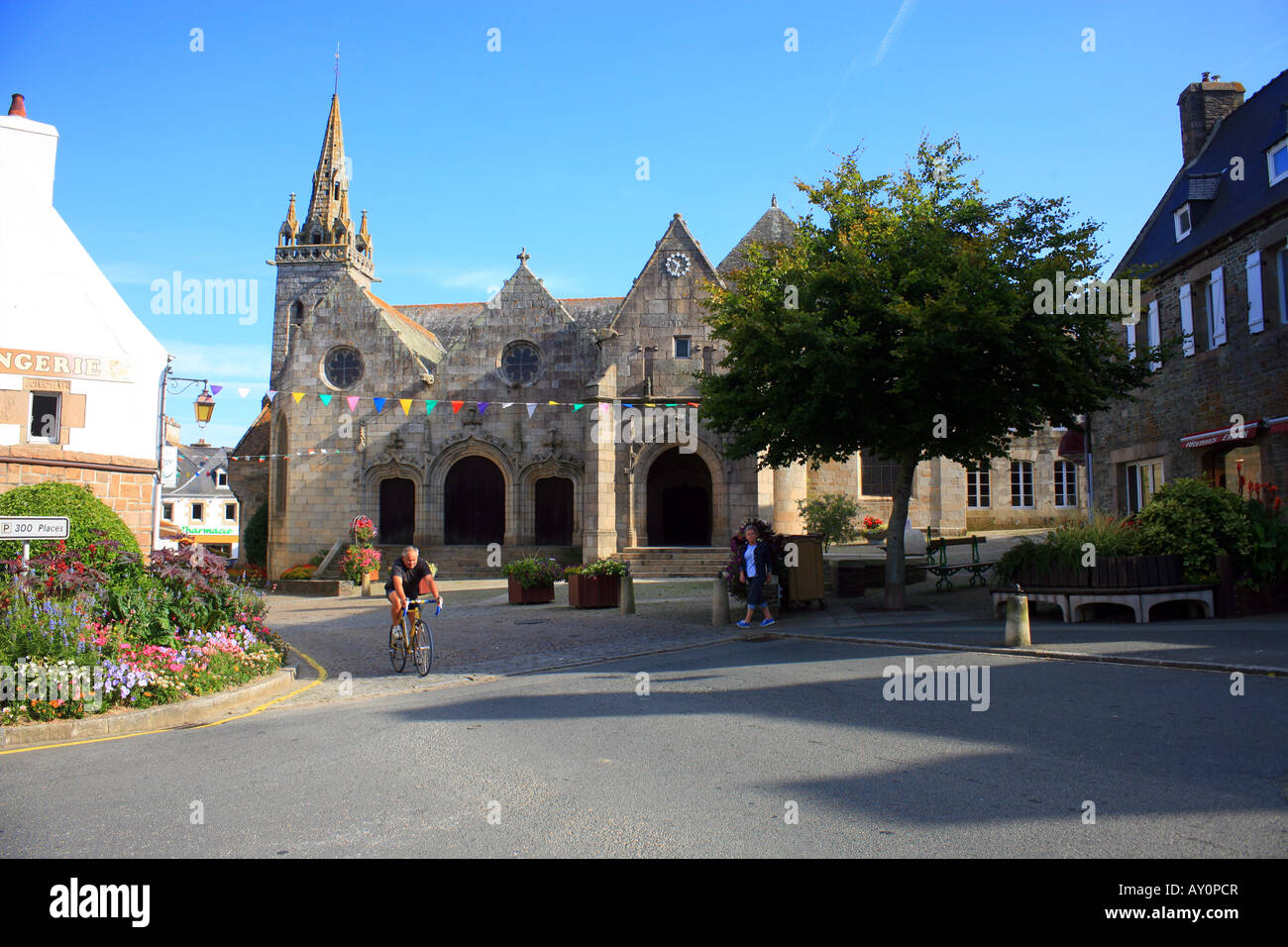 Place de l'eglise in Plestin les Greves, Cotes d'Armor, Brittany ...