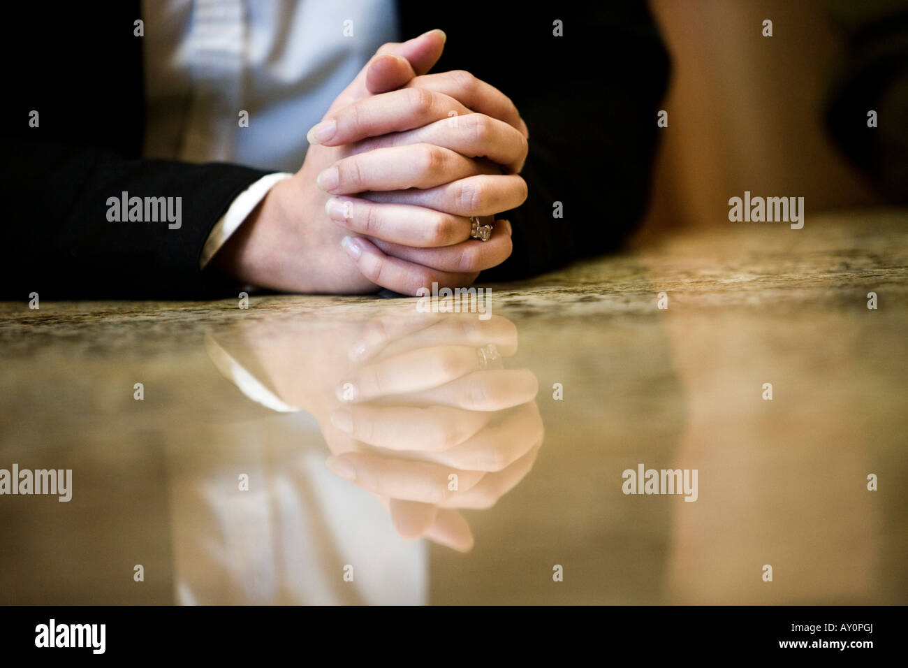 Close-up of human hands on conference table in an office Stock Photo ...