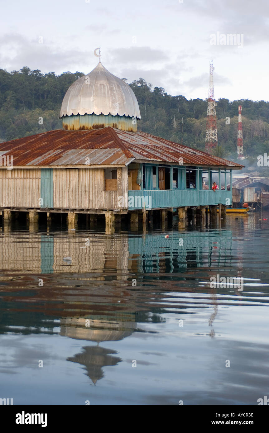 Mosque in a water village, Manokwari, West Papua, Indonesia Stock Photo ...