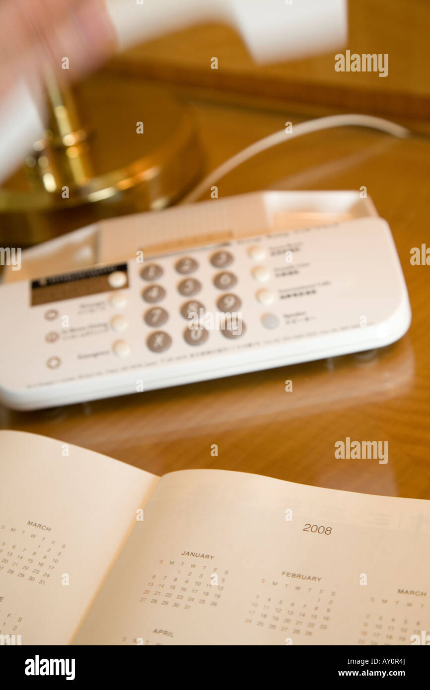 Telephone on table Stock Photo - Alamy