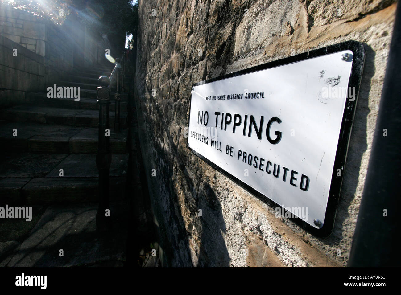 Sign stating that fly tipping is prohibited Stock Photo - Alamy