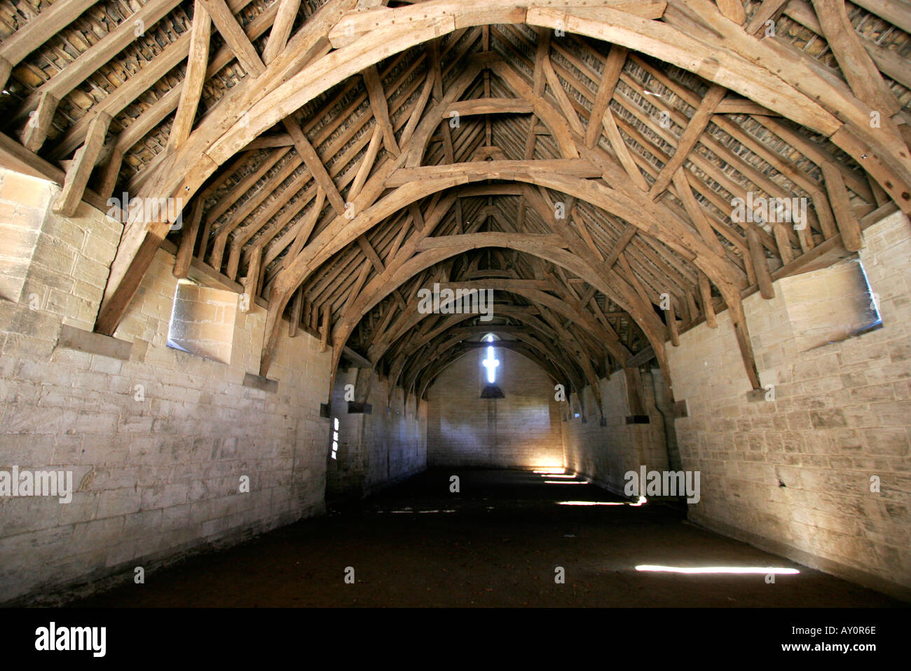 Inside the Tithe Barn in Bradford on Avon showing the intricate and ...