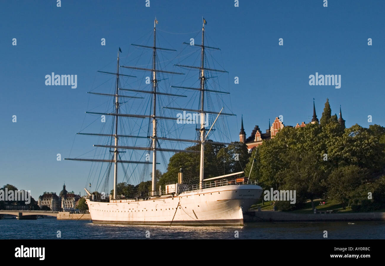 af Chapman square rigged ship at Skeppsholmen, Stockholm, Sweden Stock ...