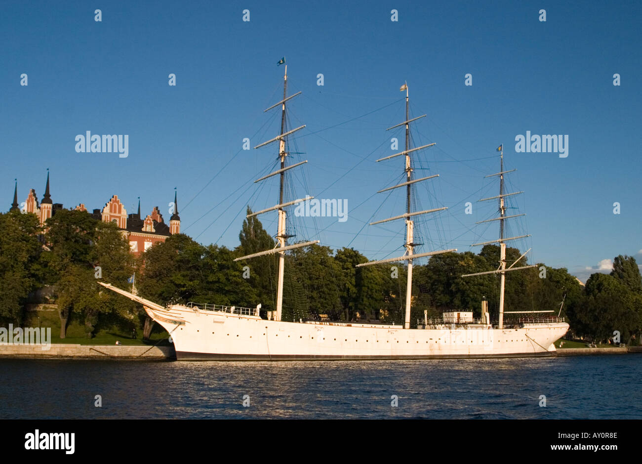 af Chapman square rigged ship at Skeppsholmen, Stockholm, Sweden Stock ...