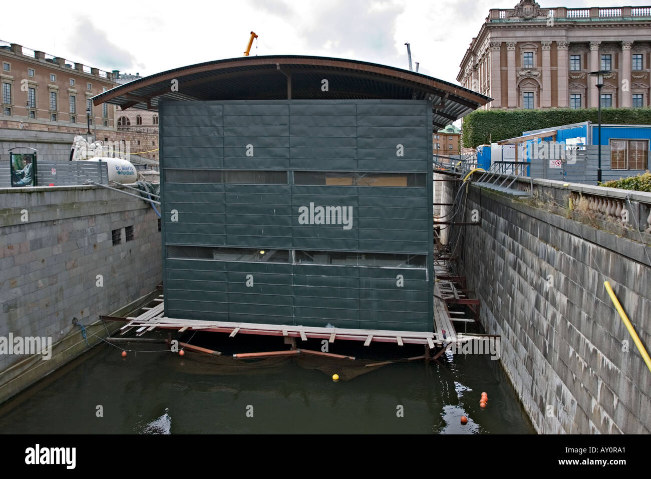 Sluice gate construction at Riksdag building, Stockholm ,Sweden Stock ...
