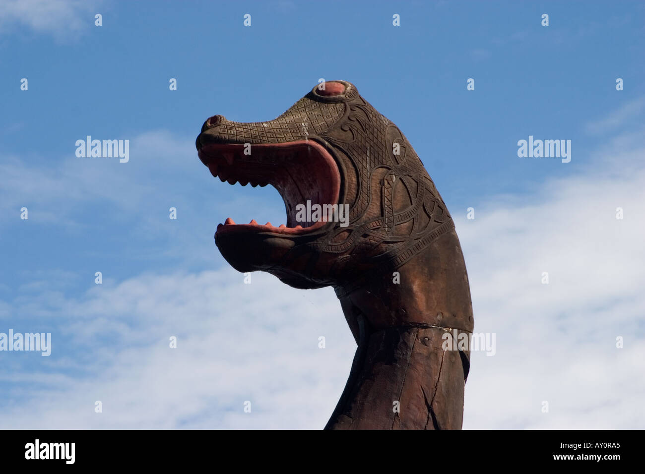 Detail of dragon head prow, Viking sightseeing ship, Stockholm, Sweden ...