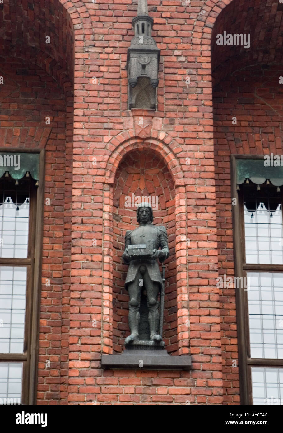 Statue in niche in courtyard wall City Hall, Stockholm, Sweden Stock ...