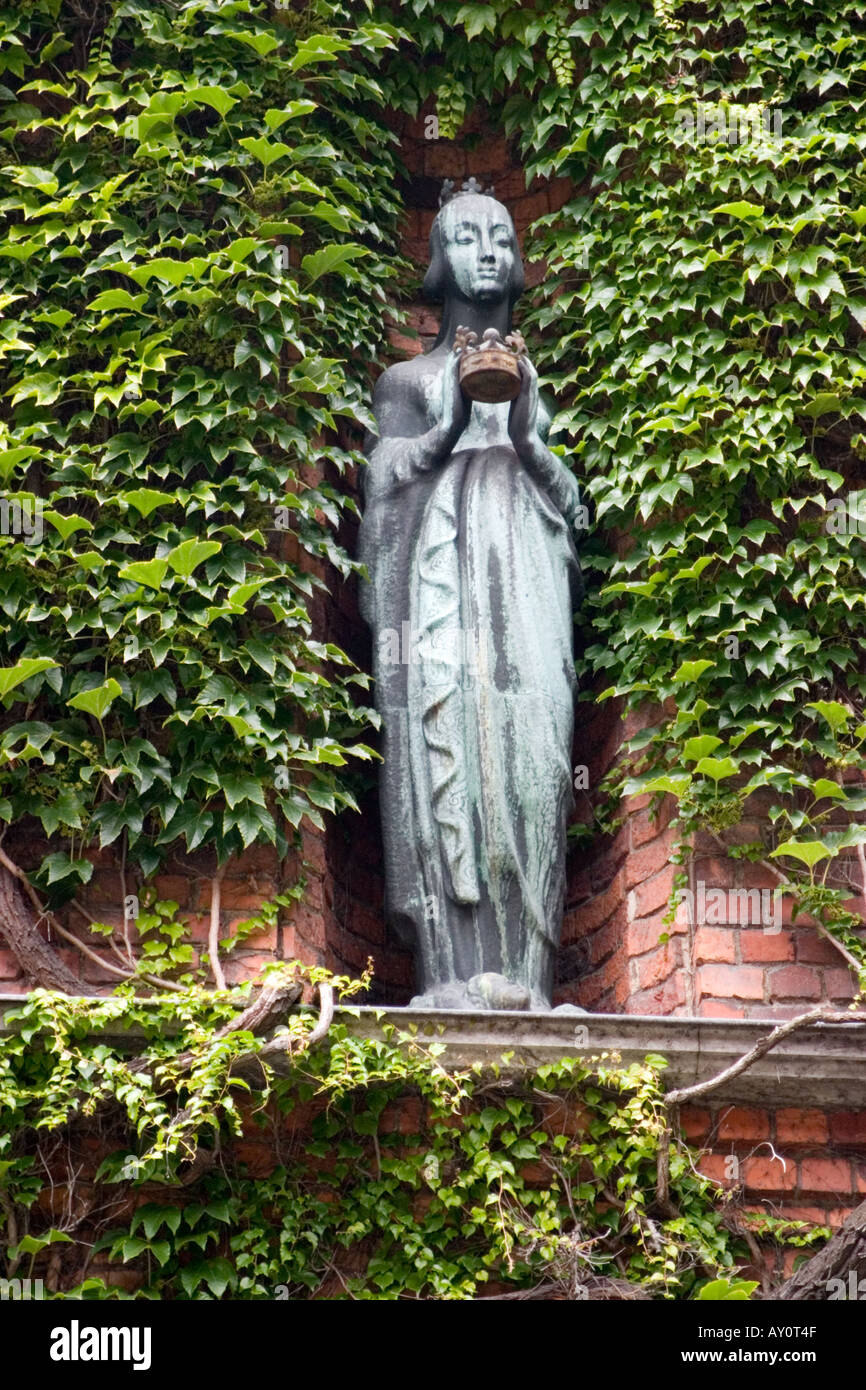 Statue in niche in courtyard wall City Hall, Stockholm, Sweden Stock ...