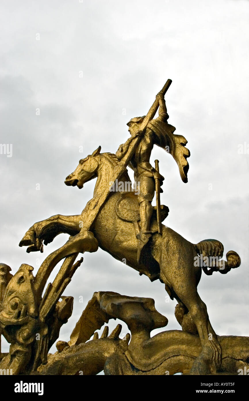Gilded Statue of Saint George slaying the dragon, City Hall, Stockholm ...