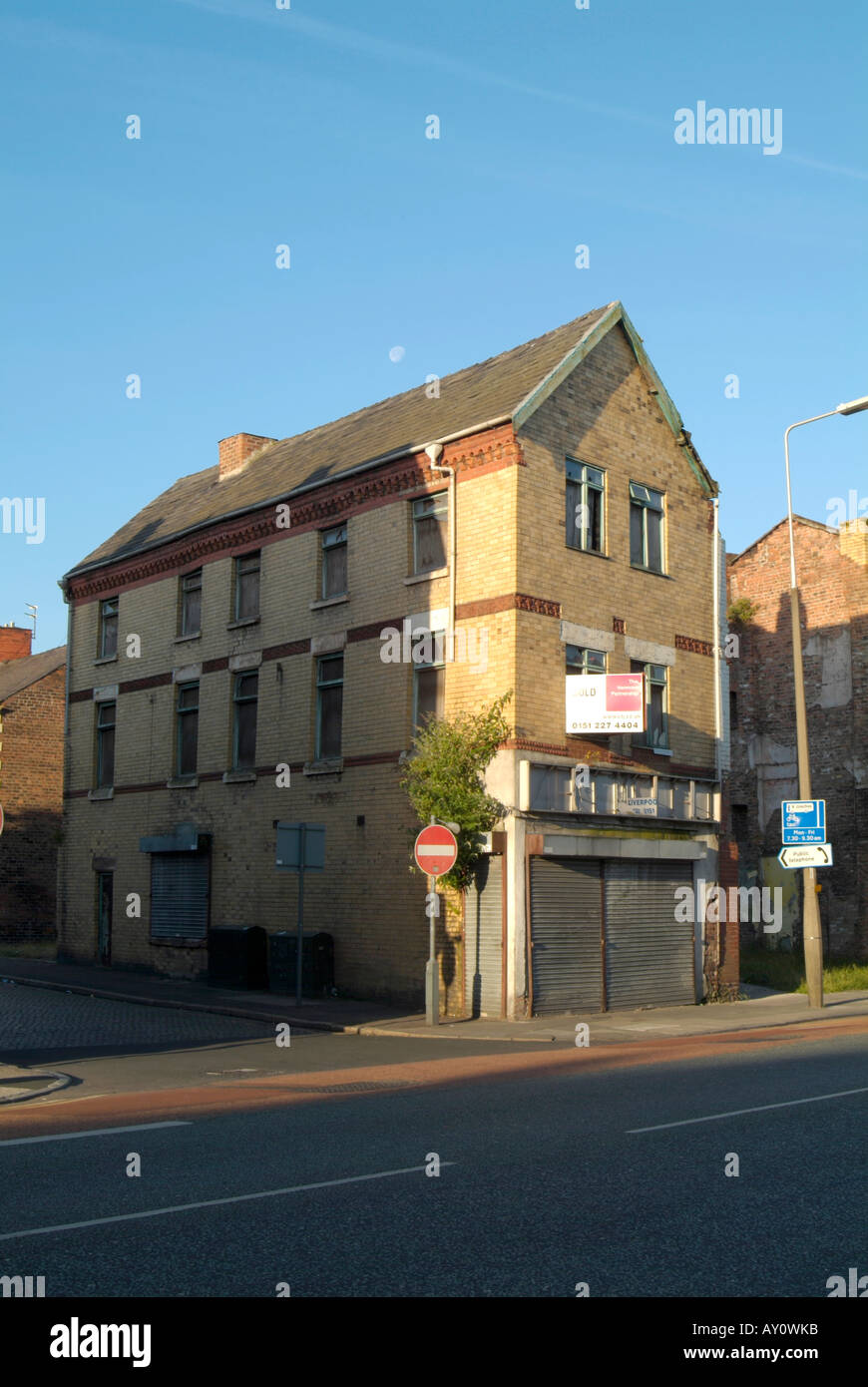 Derelict and rundown business buildings in the deprived area of ...